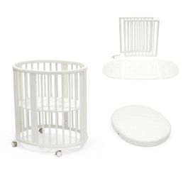 Stokke Mini V3, Hvit, inkl. bed extensions og madrass